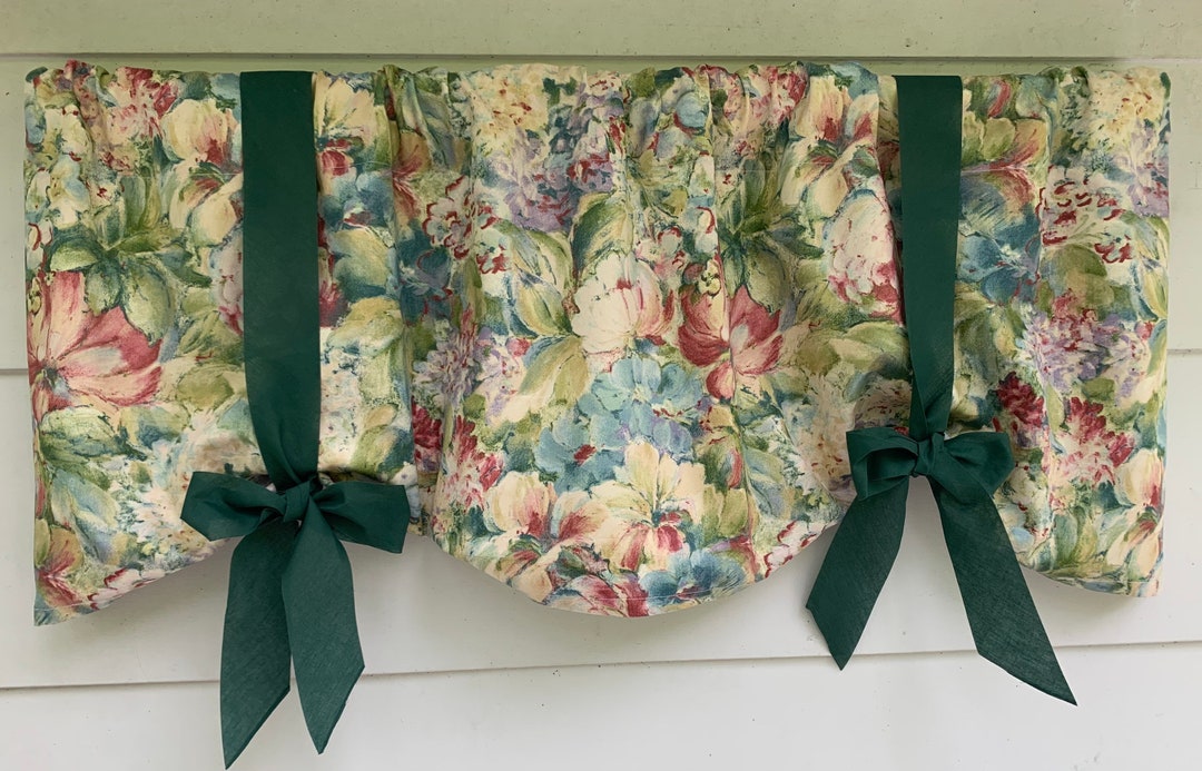 Tropical Window Valance, Floral Window Valance, Blue, Green, Purple ...