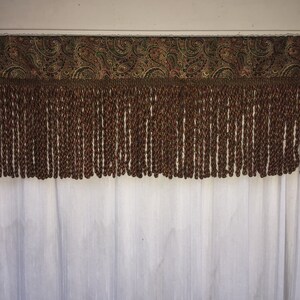 Boho Window Valance. Paisley Window Valance With Fringe, Retro Valance ...