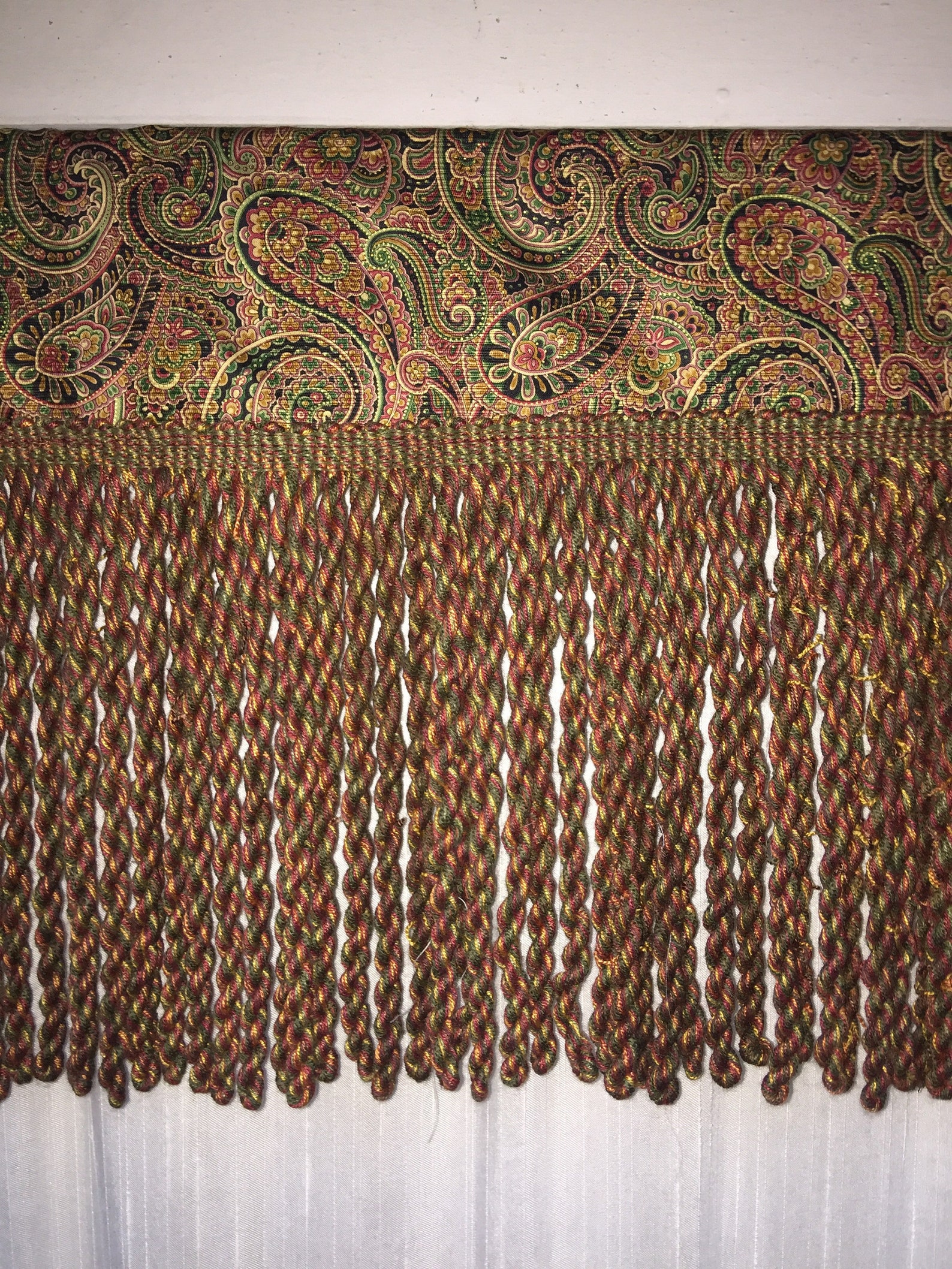 Boho Window Valance. Paisley Window Valance With Fringe, Retro Valance ...