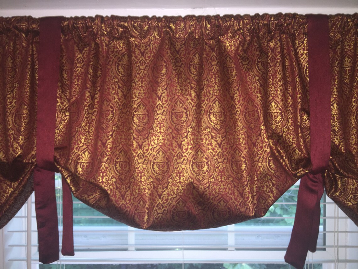 Burgandy Window Valance Burgandy and Gold Window Valance | Etsy