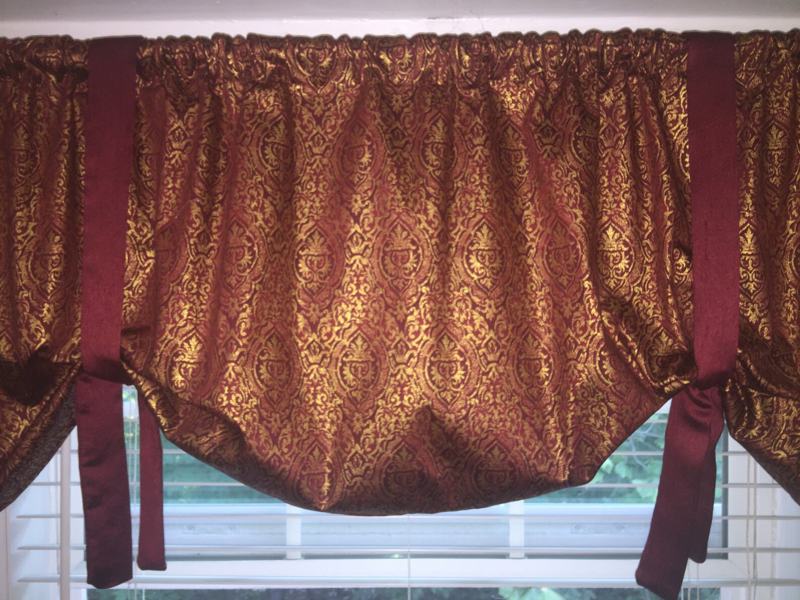 Burgandy Window Valance Burgandy and Gold Window Valance | Etsy