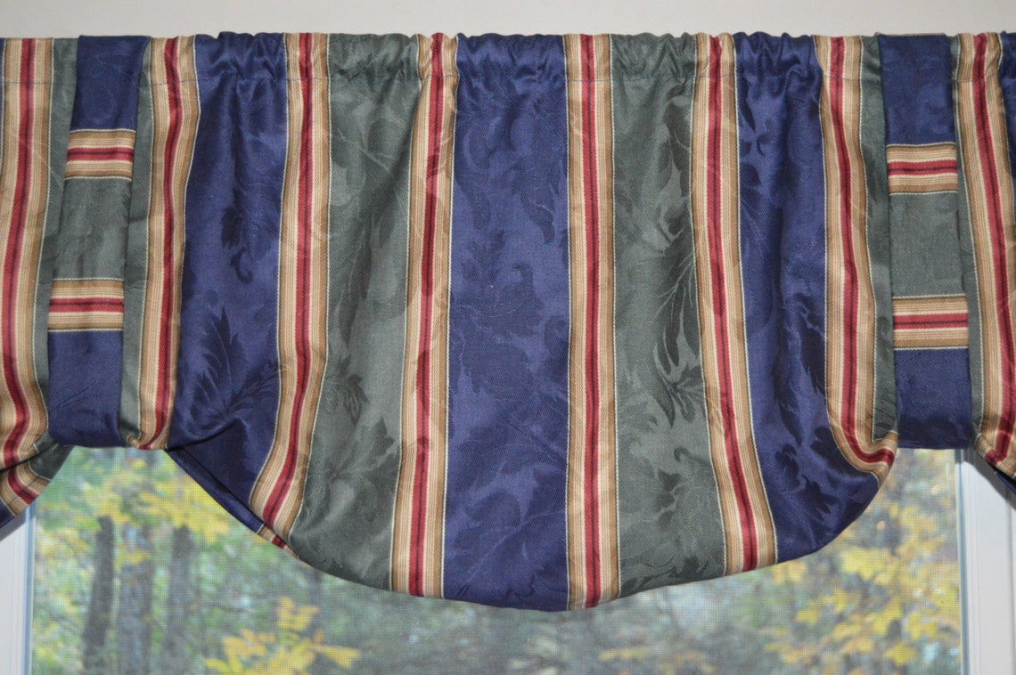 Stripe Valance Window Treatments Tie up Valance Waverly | Etsy