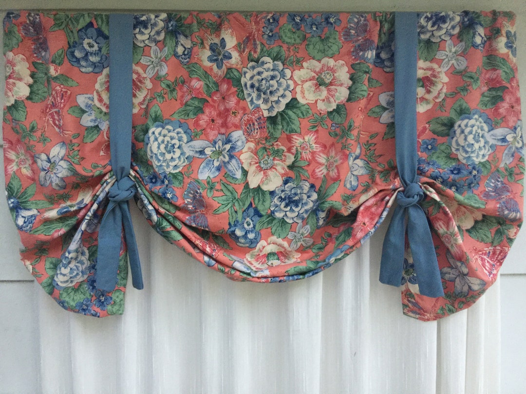 Tropical Window Valance, Beach Valance, Tropical Floral, Butterfly ...