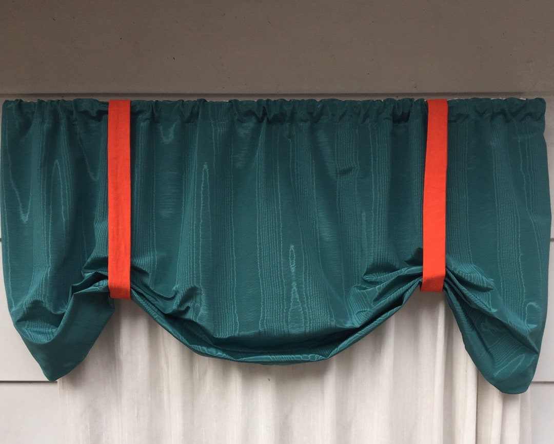 Turquoise Window Valance, Teal Window Valance , Orange and Teal Window ...