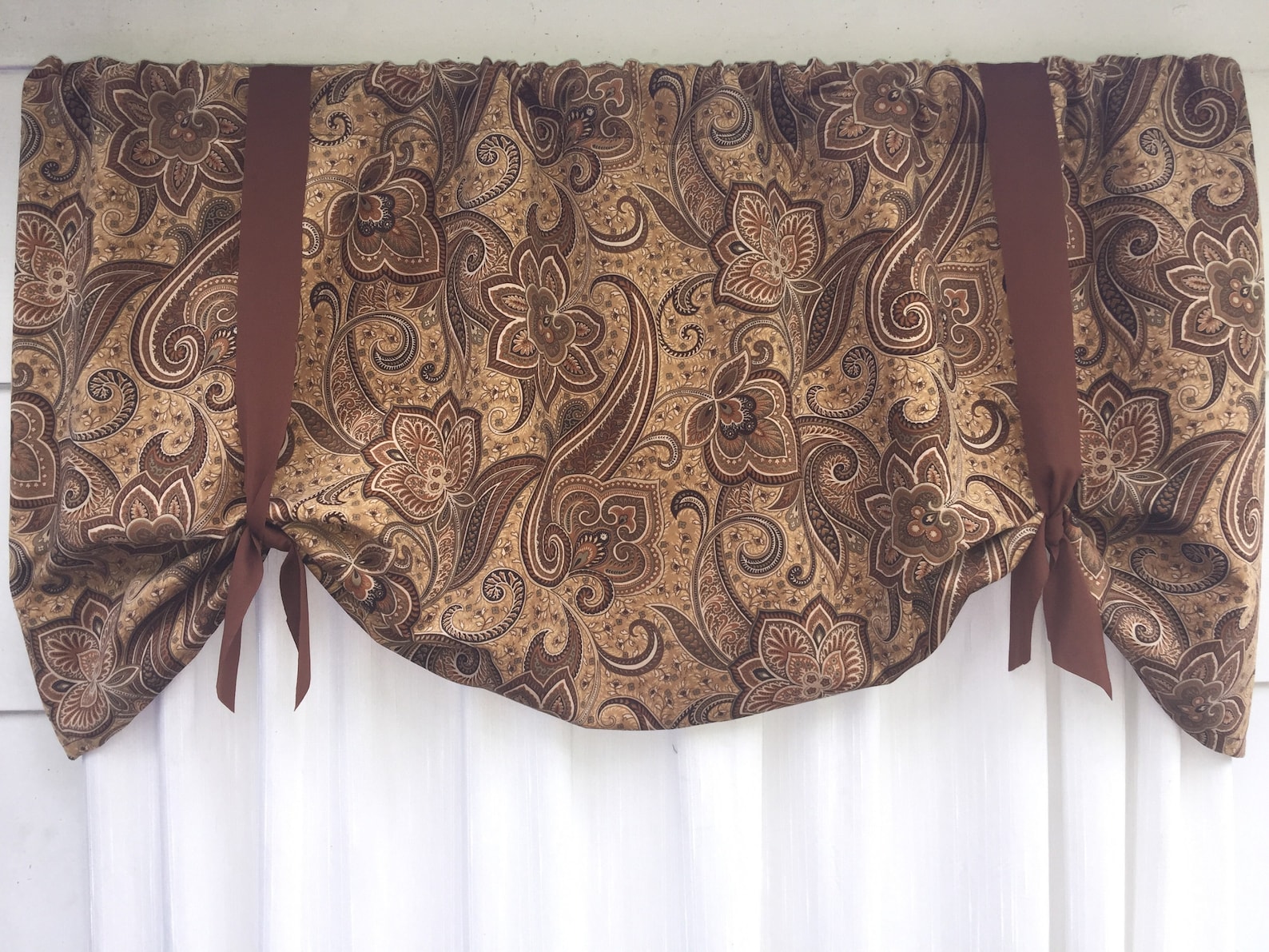 Window Valance Paisley Brown Tan Window Valance Paisley | Etsy
