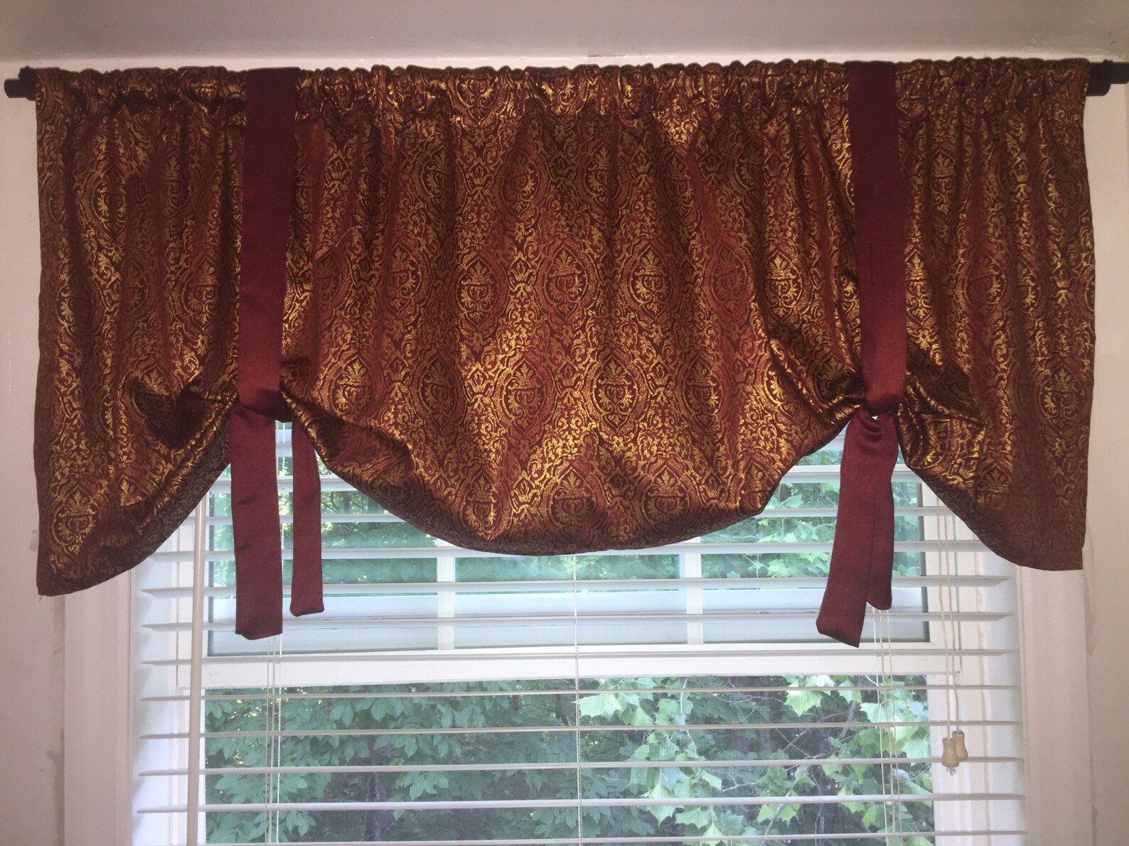 Burgandy Window Valance Burgandy and Gold Window Valance | Etsy