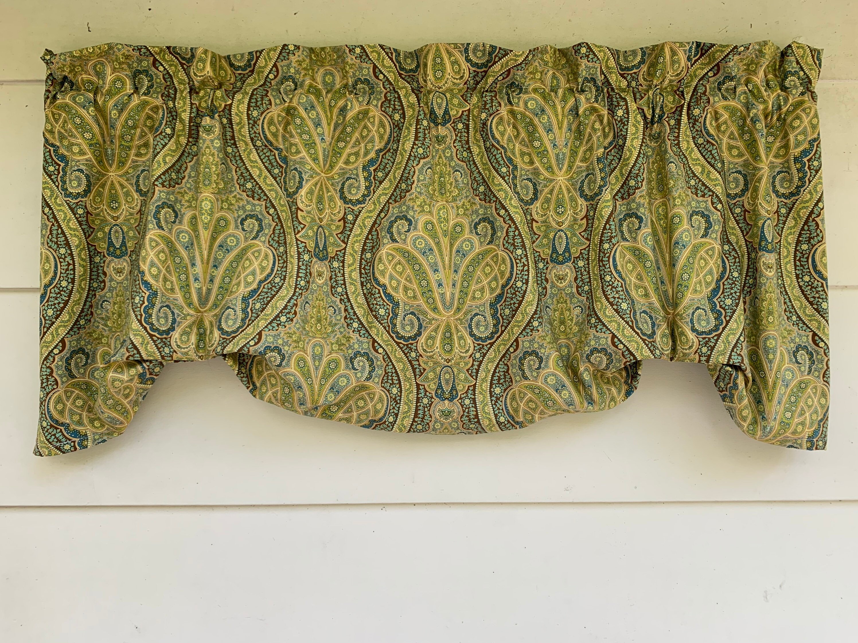 Window valance. Green and blue valance | Etsy