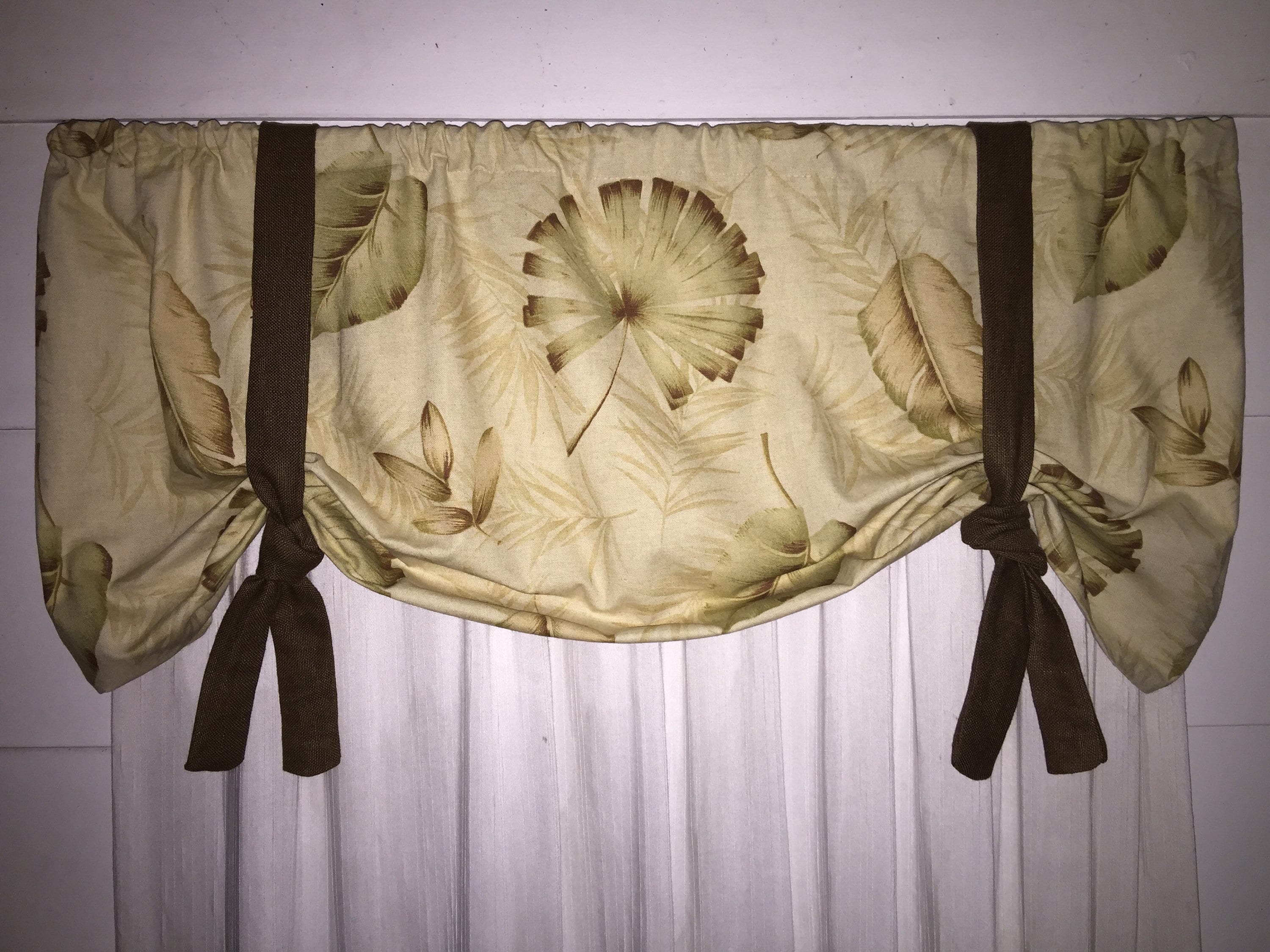 Tropical window valance palm leaf valance Robert Allen palm | Etsy