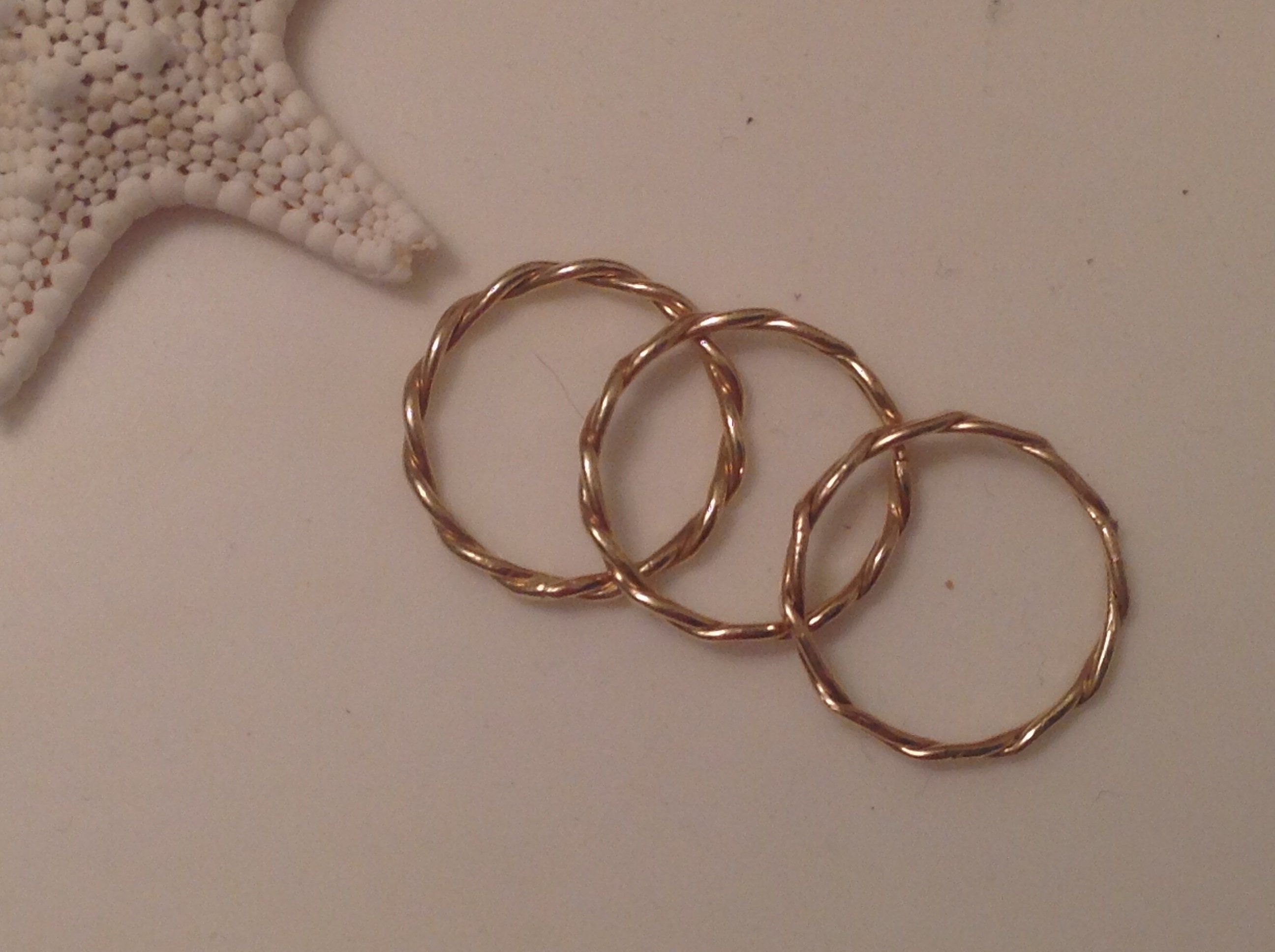 14K Solid Gold Stacking Rings Twisted Wire Gold Stacking Rings Yellow ...