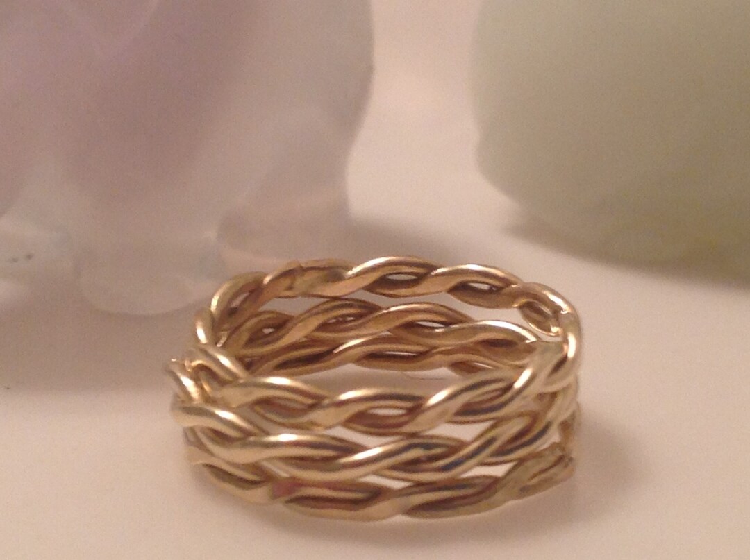 14K Solid Gold Stacking Rings Twisted Wire Gold Stacking Rings Yellow ...