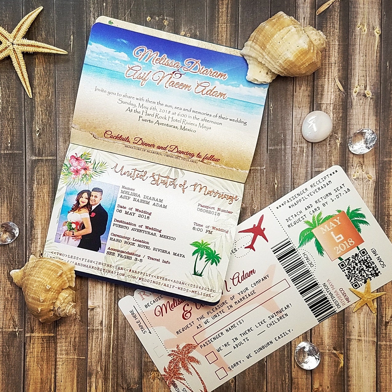 Vanessa's Destination Wedding Invitations DIY Metallic - Etsy