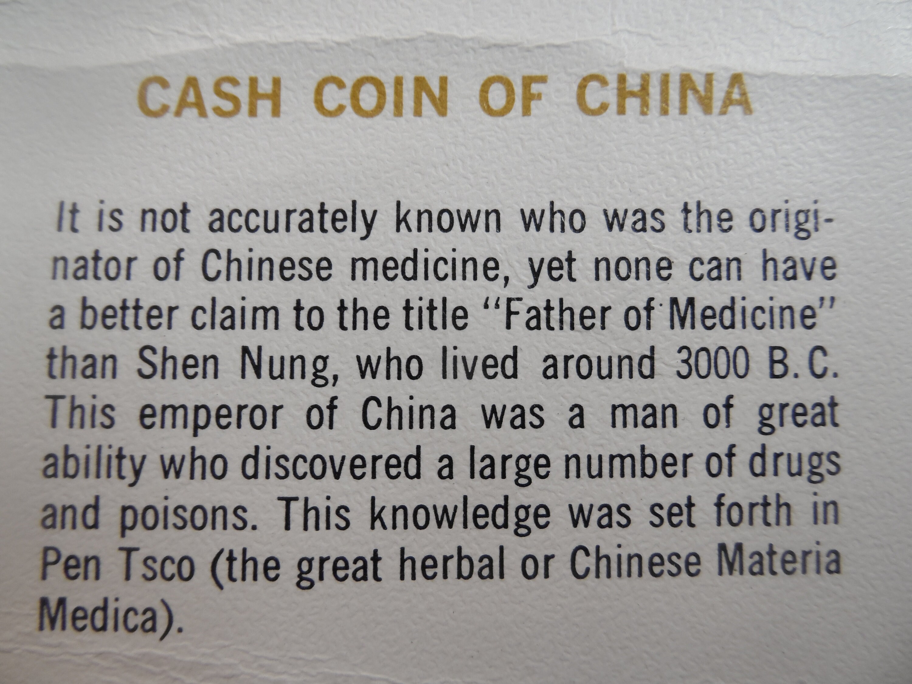 Vintage Cash Coin of China, Replica Bronze Cast Coin by J.B Roerig ...