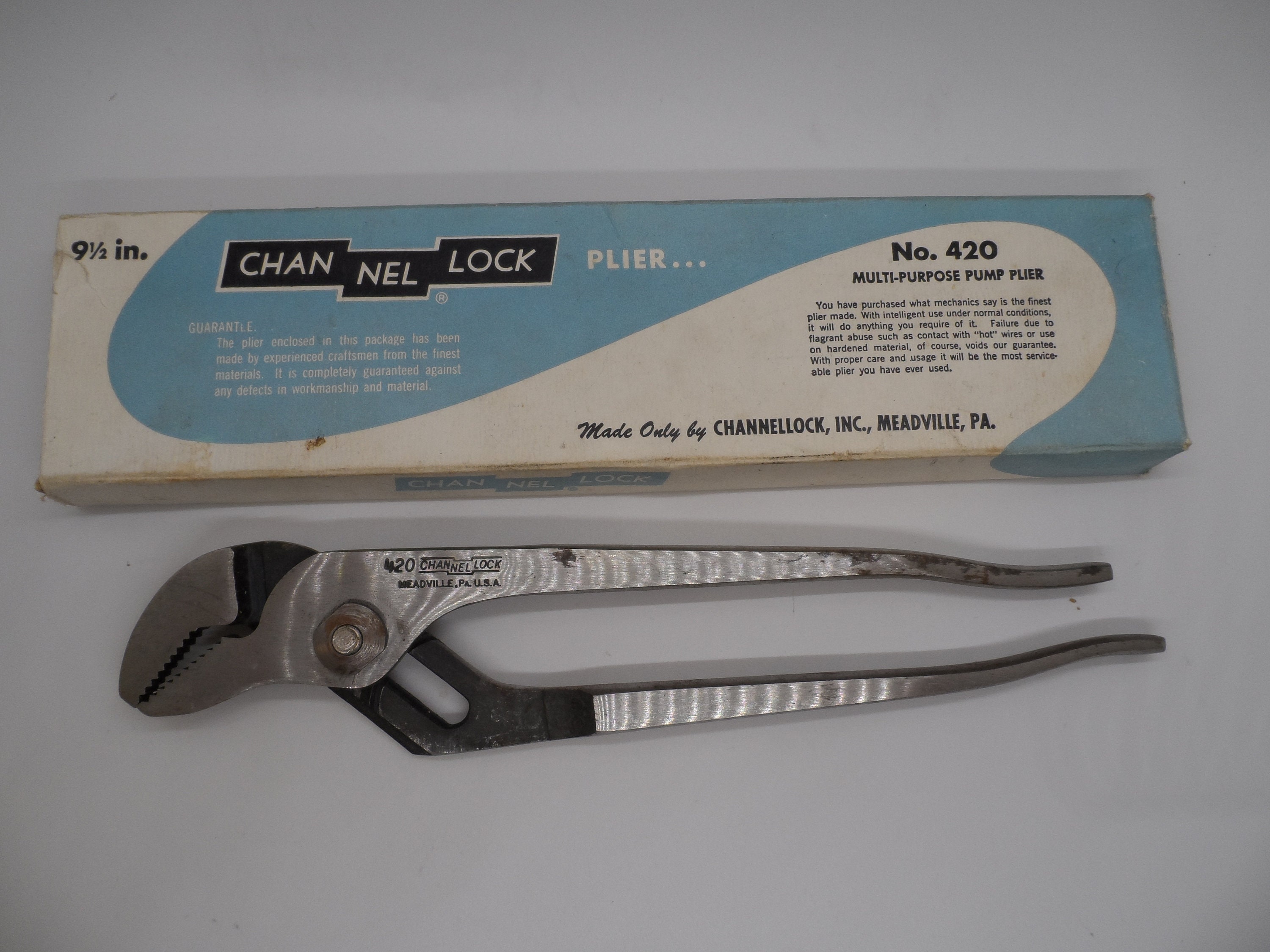 Vintage 9 1/2 Channel Lock Plier No.420 Multi Purpose Pump Plier, Made ...