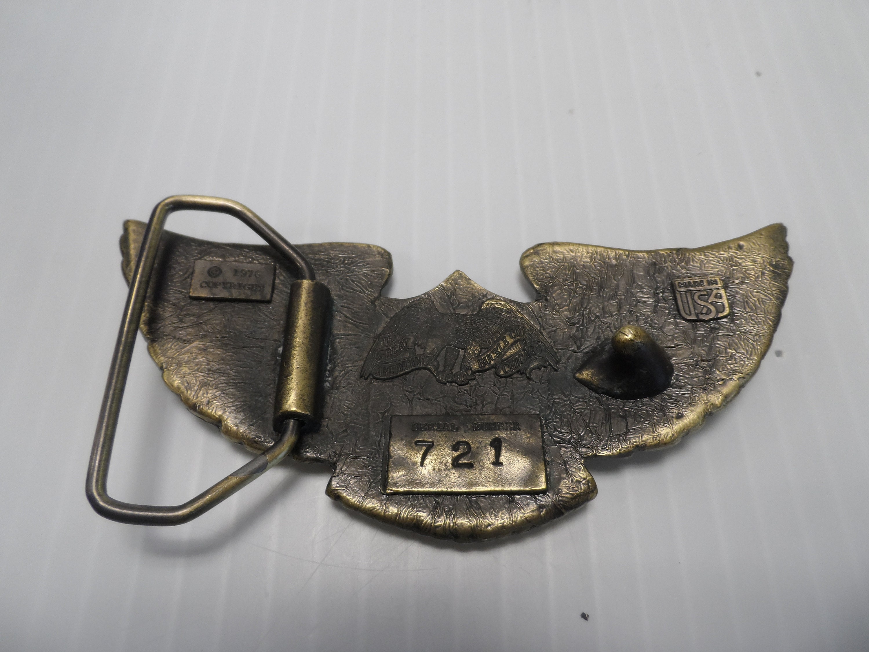 Vintage American Buckles Co. Brass Belt Buckle "pilot Beech" Wings W/ 3 ...