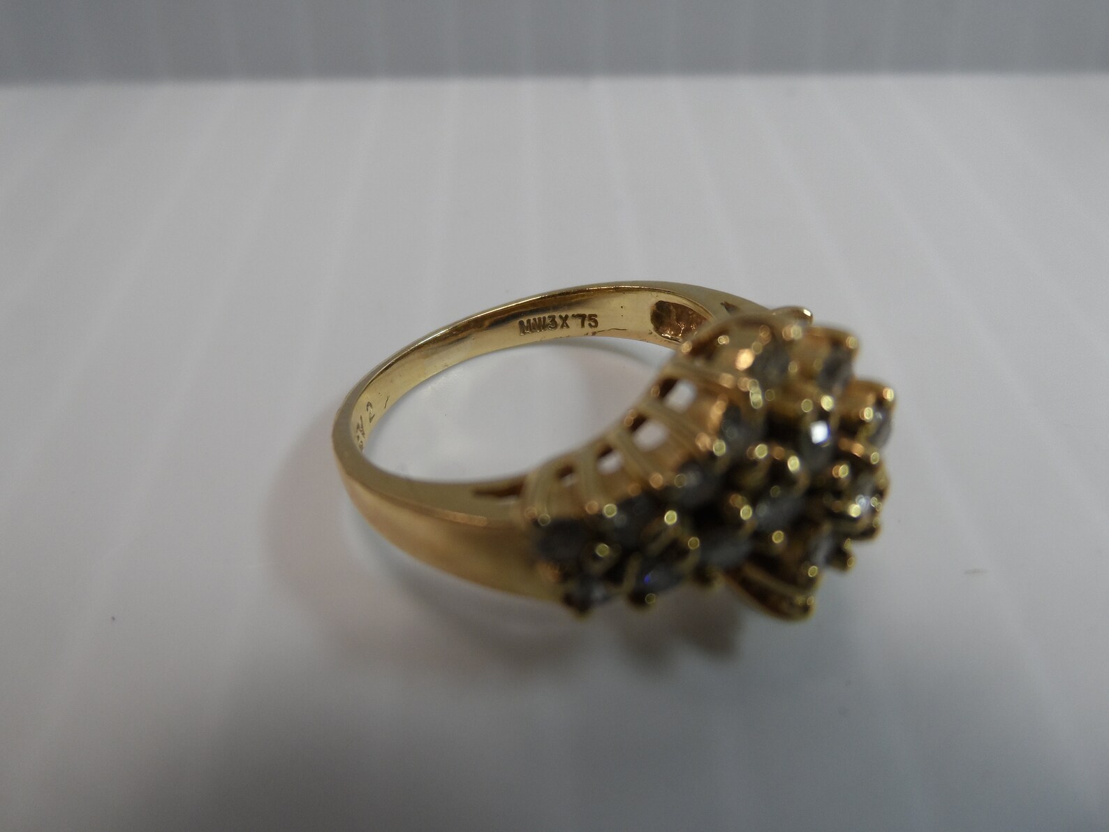 Vintage Diamond Cluster 14K Gold Ring W/ 25 .01 Karat - Etsy