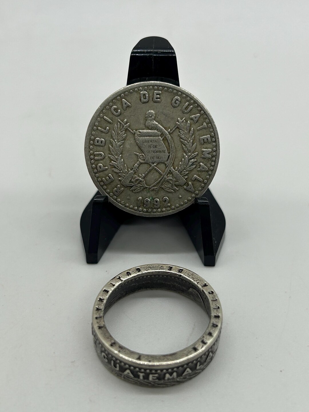Guatemala 25 Cent Coin Ring From Circulated 1997 Coin Choca Ring, Size ...