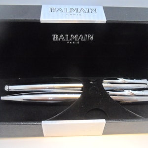 Balmain Paris Pen & Mechanical Pencil Set Chromed, Personalized ...