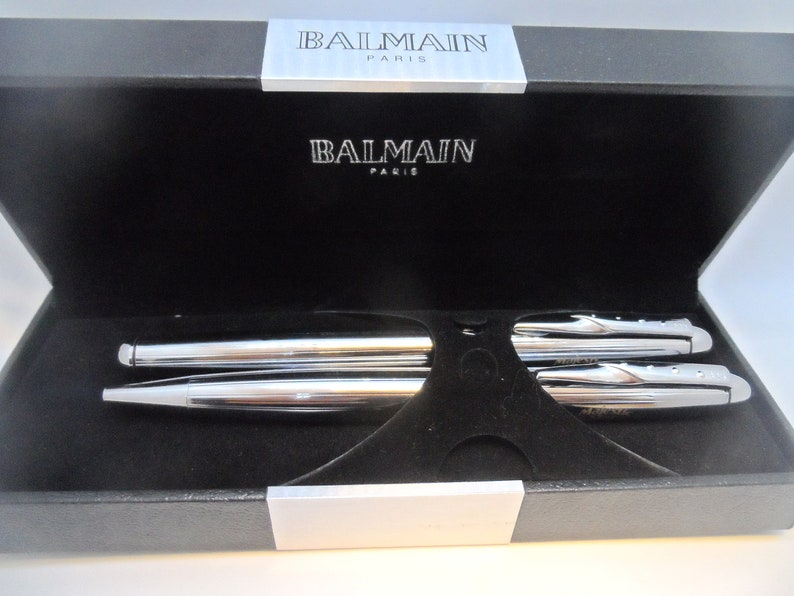 Balmain Paris Pen & Mechanical Pencil Set Chromed, Personalized ...