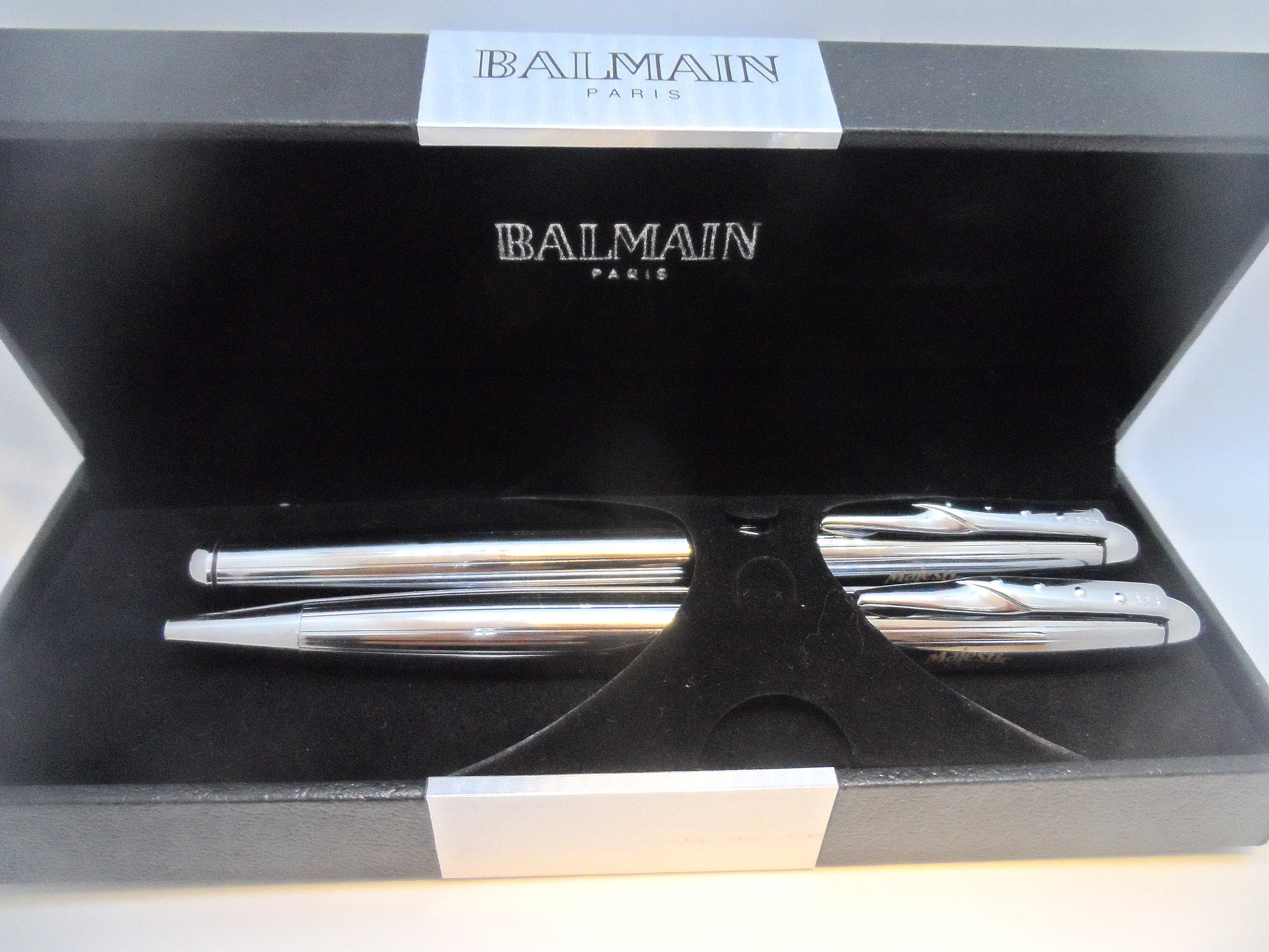 Balmain Paris Pen & Mechanical Pencil Set Chromed, Personalized ...