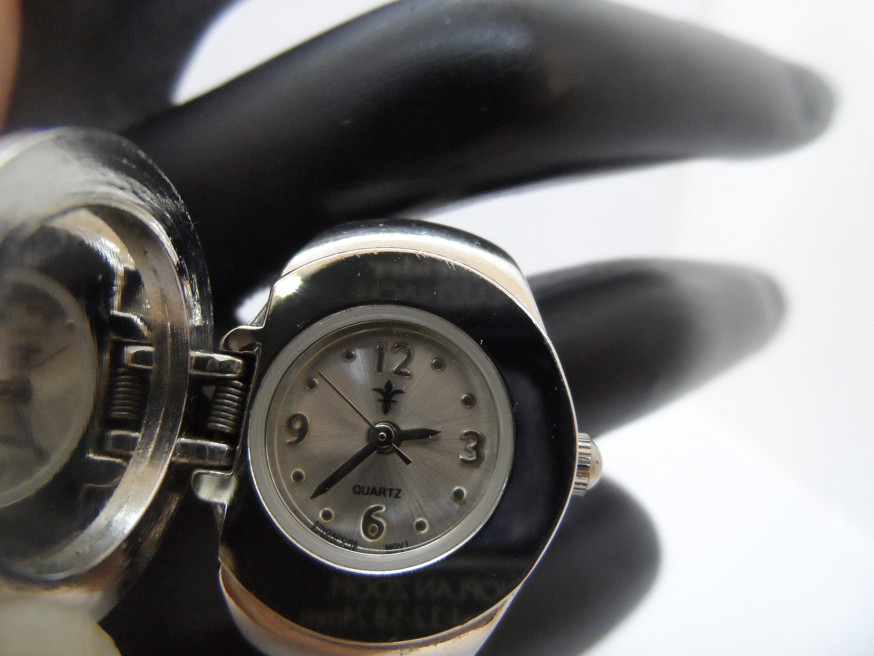 Vintage Silver Tone Watch Ring W/ Clear Quartz Stone Cover - Etsy