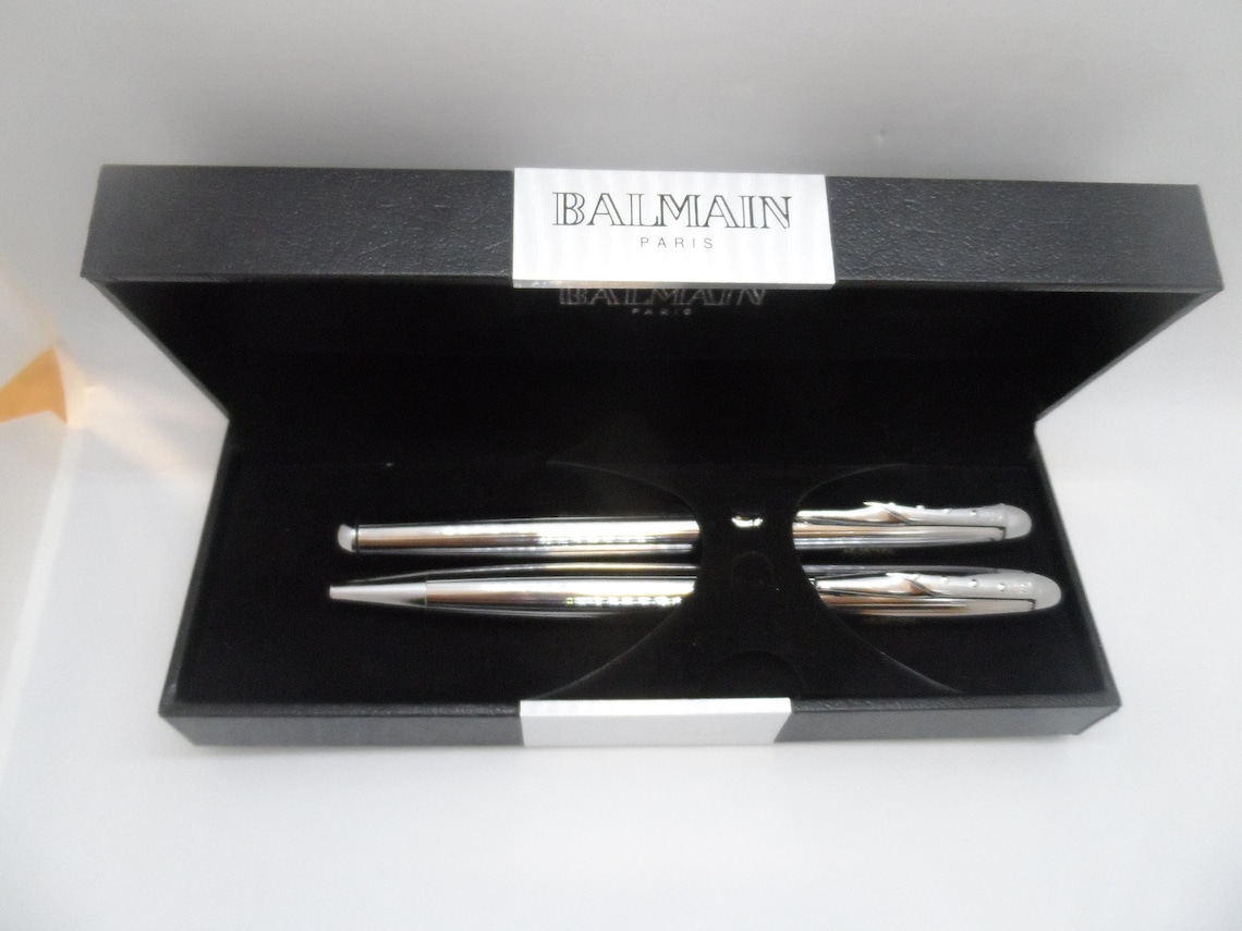 Balmain Paris Pen & Mechanical Pencil Set Chromed, Personalized ...