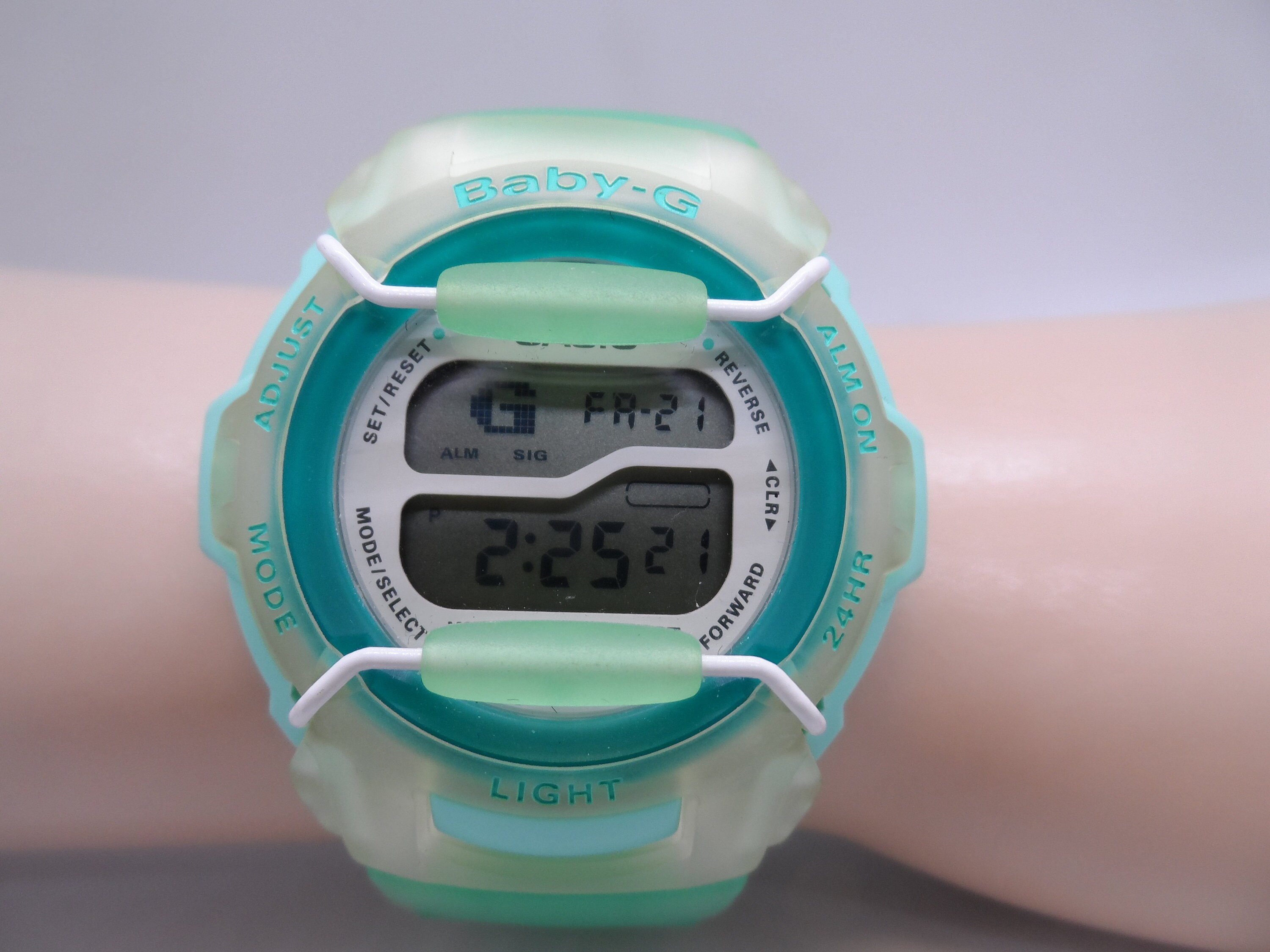 Green White Baby G Watch