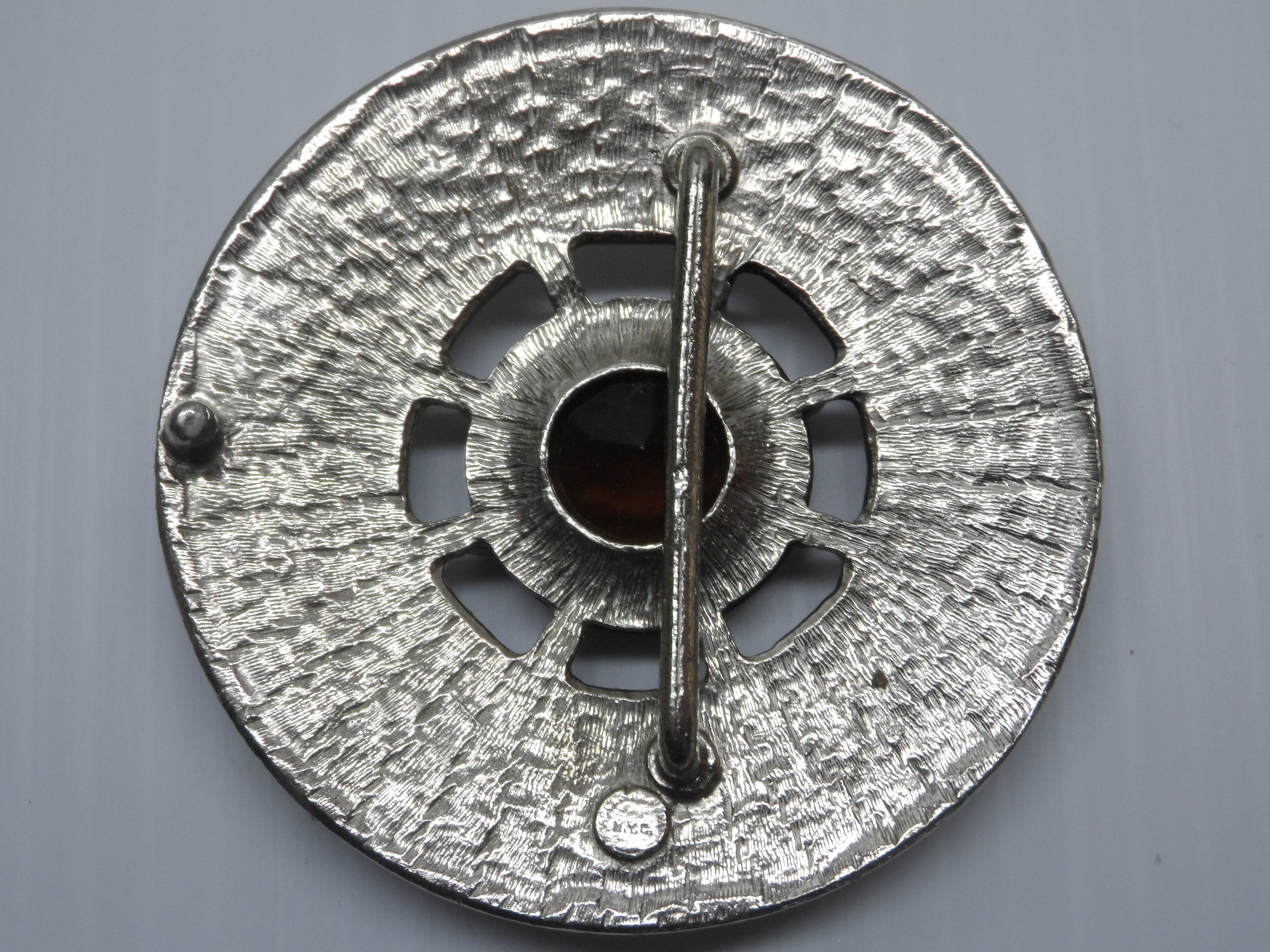 Vintage Round South Western Metal Belt Buckle With Light Brown Gem, by ...