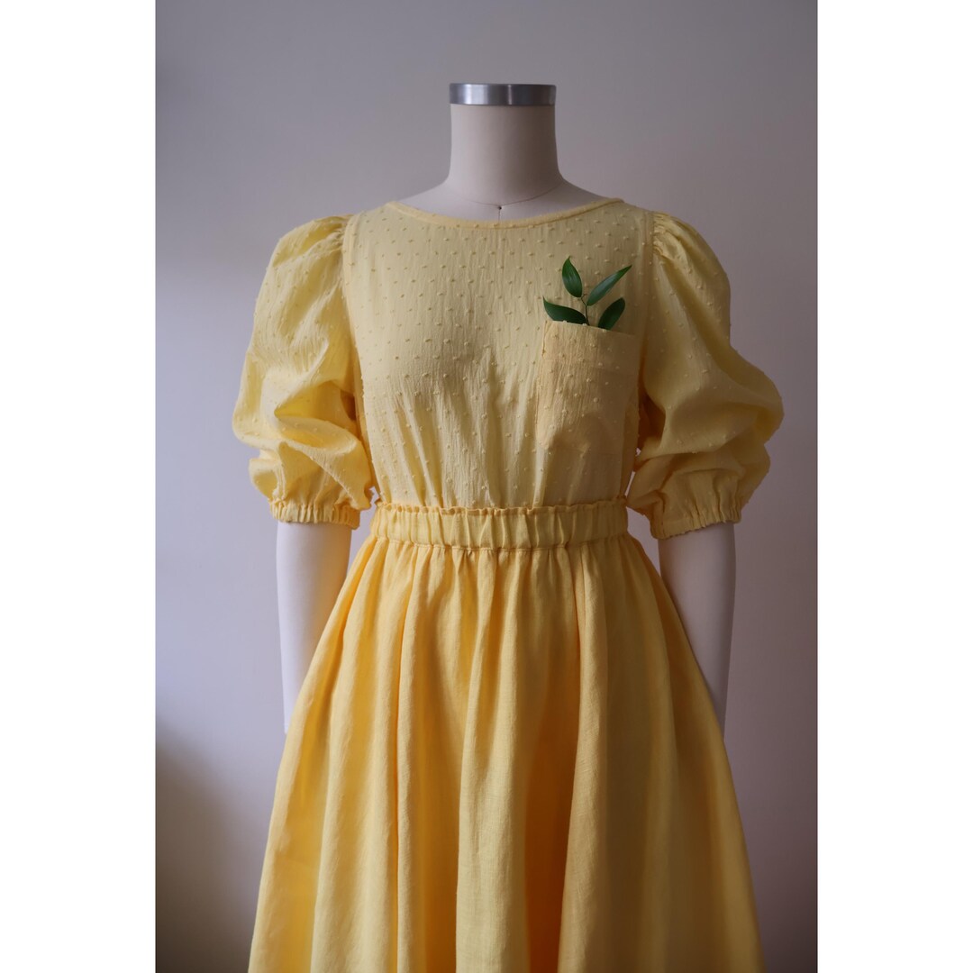 Pastel Yellow Linen Midi Skirt - Size US 4 / UK 8 / EU 36 - Etsy