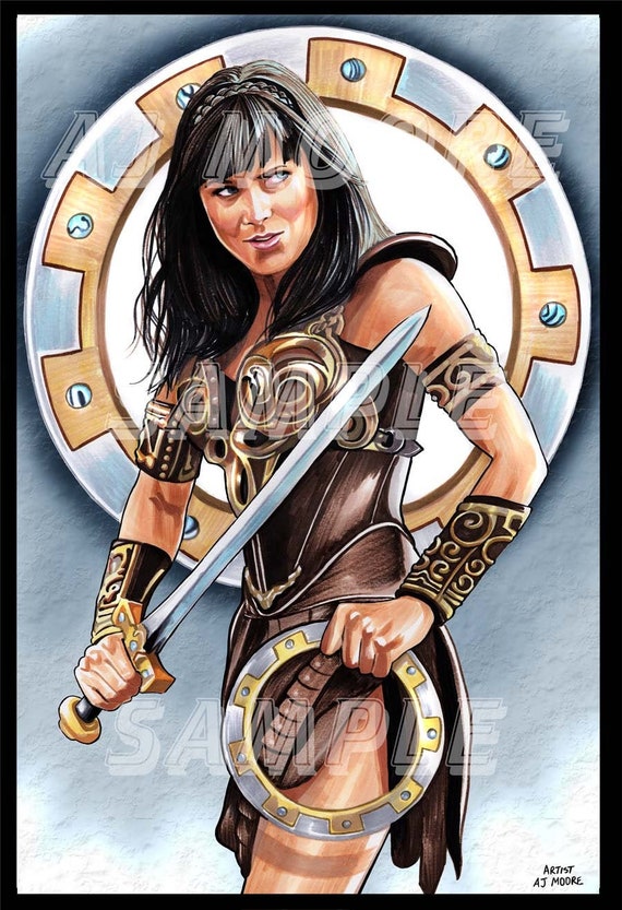 Xena dark Chakram Variant Print From Original by Artist AJ - Etsy