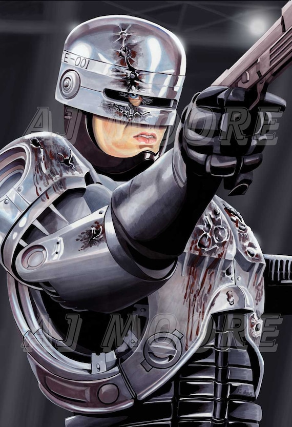 Robocop Print From Original Art by Artist AJ Moore | Etsy