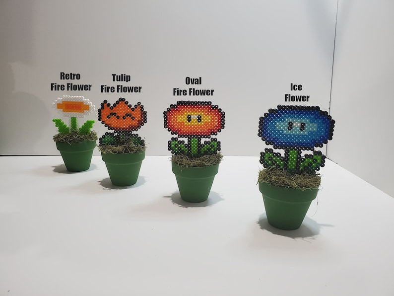 Mario Flowers Video Game Plants 8bit Plants Potted Flowers - Etsy