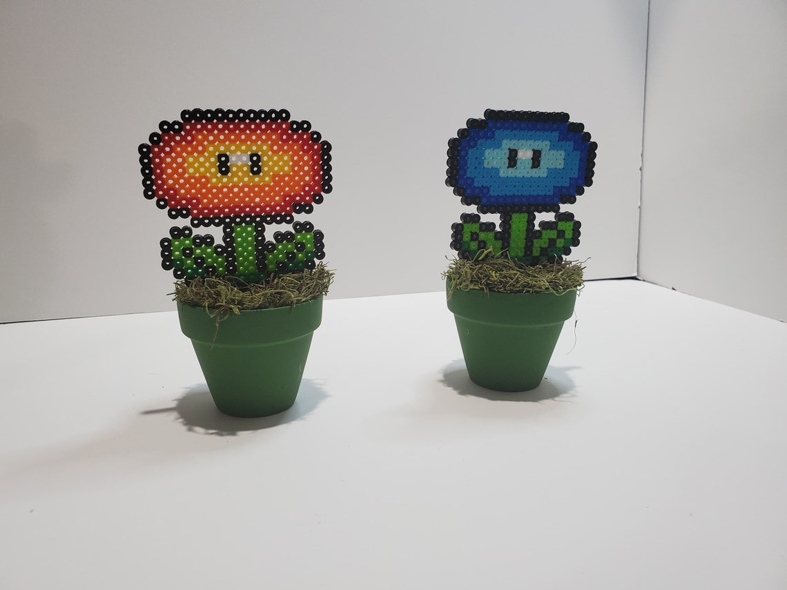 Mario Flowers Video Game Plants 8bit Plants Potted Flowers - Etsy