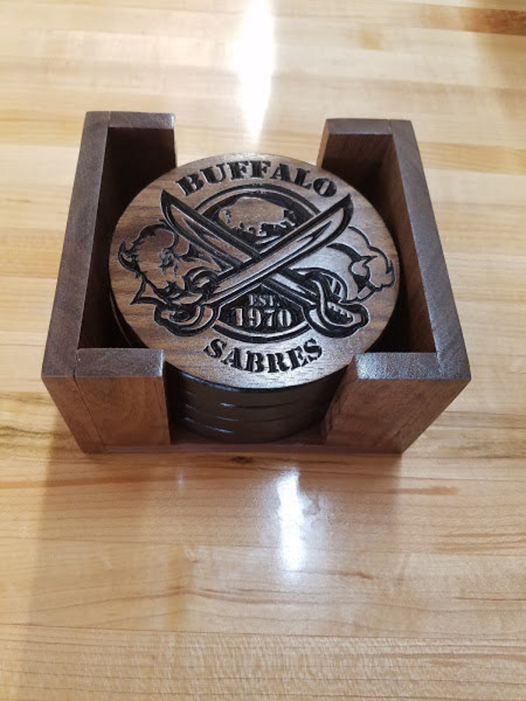 Buffalo Sabres Coaster Set/ Custom Woodworking Product - Etsy