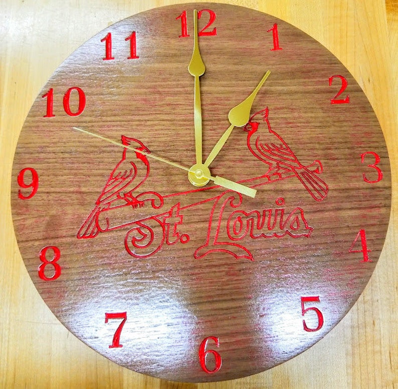 St. Louis Cardinals Wooden Engraved Clock 12'' - Etsy