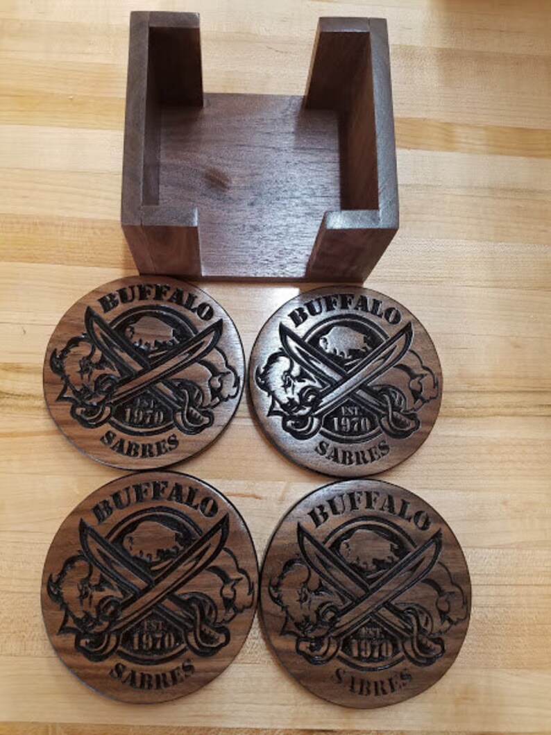 Buffalo Sabres Coaster Set/ Custom Woodworking Product - Etsy