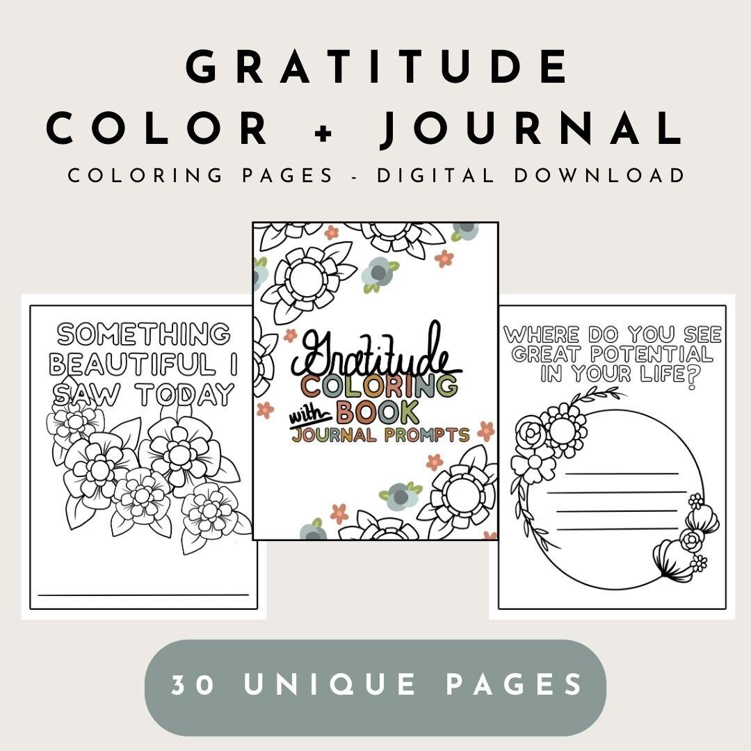 Gratitude Coloring Book With Journal Prompts for Kids and Adults ...