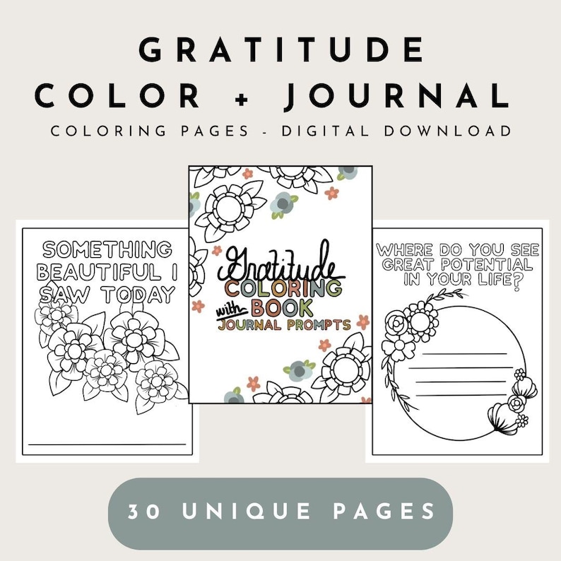 Gratitude Coloring Book With Journal Prompts for Kids and Adults ...