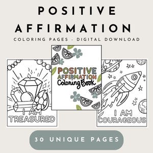 Positive Affirmation Coloring Pages Digital Download for Kids and ...