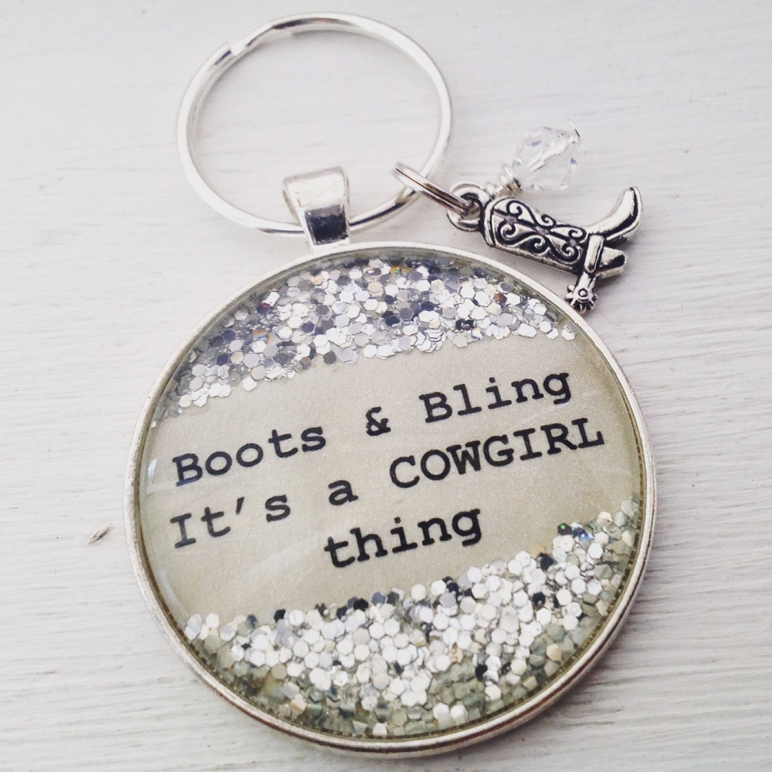 Western Themed Personalized Keychain, "boots & Bling It's a Cowgirl ...