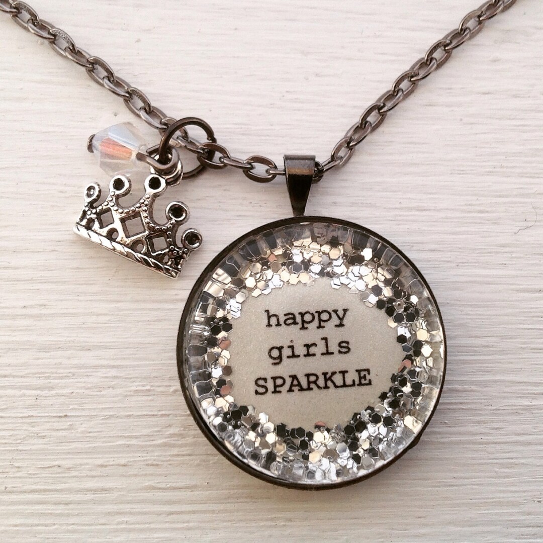 Personalized Jewelry/ Happy Girls SPARKLE Necklace/ Sparkle Necklace ...