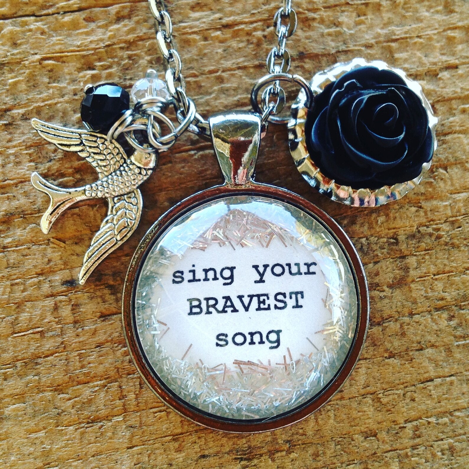 Personalized Jewelry, Inspirational Quote Necklace, "sing Your BRAVEST ...
