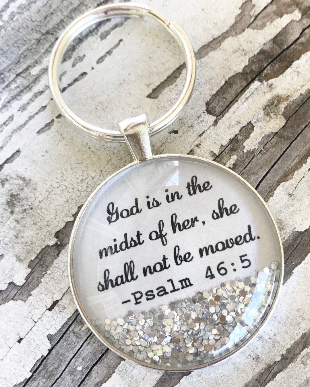 Psalm 46 Sparkle Keychain/baptism Gift/god is in the Midst of Her,she ...