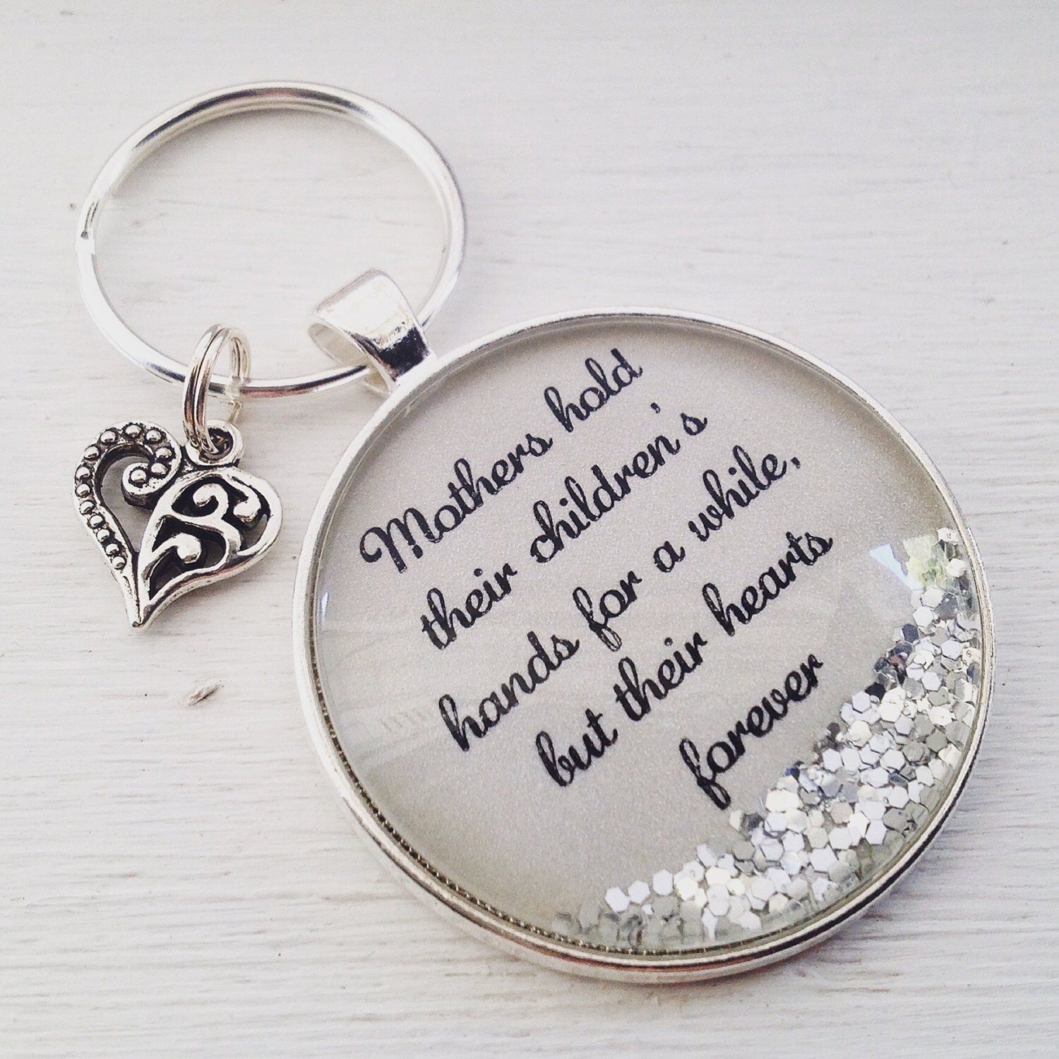 Mom Quote Keychain/mothers Hold Their Children's Hands for While, but ...