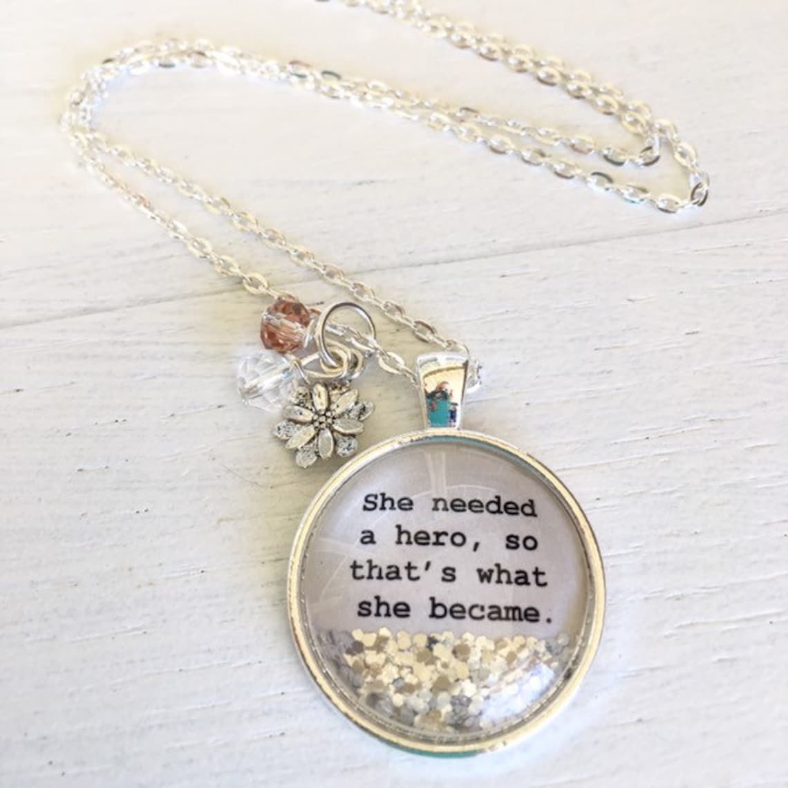 Personalized Jewelry/inspirational Quote Necklace/she Needed a Hero,so ...