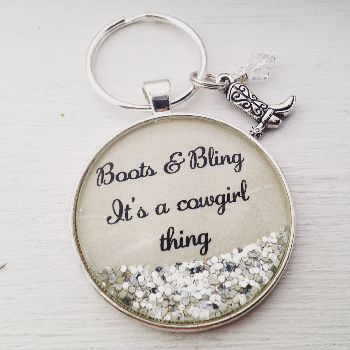 Western Themed Personalized Keychain, "boots & Bling It's a Cowgirl ...