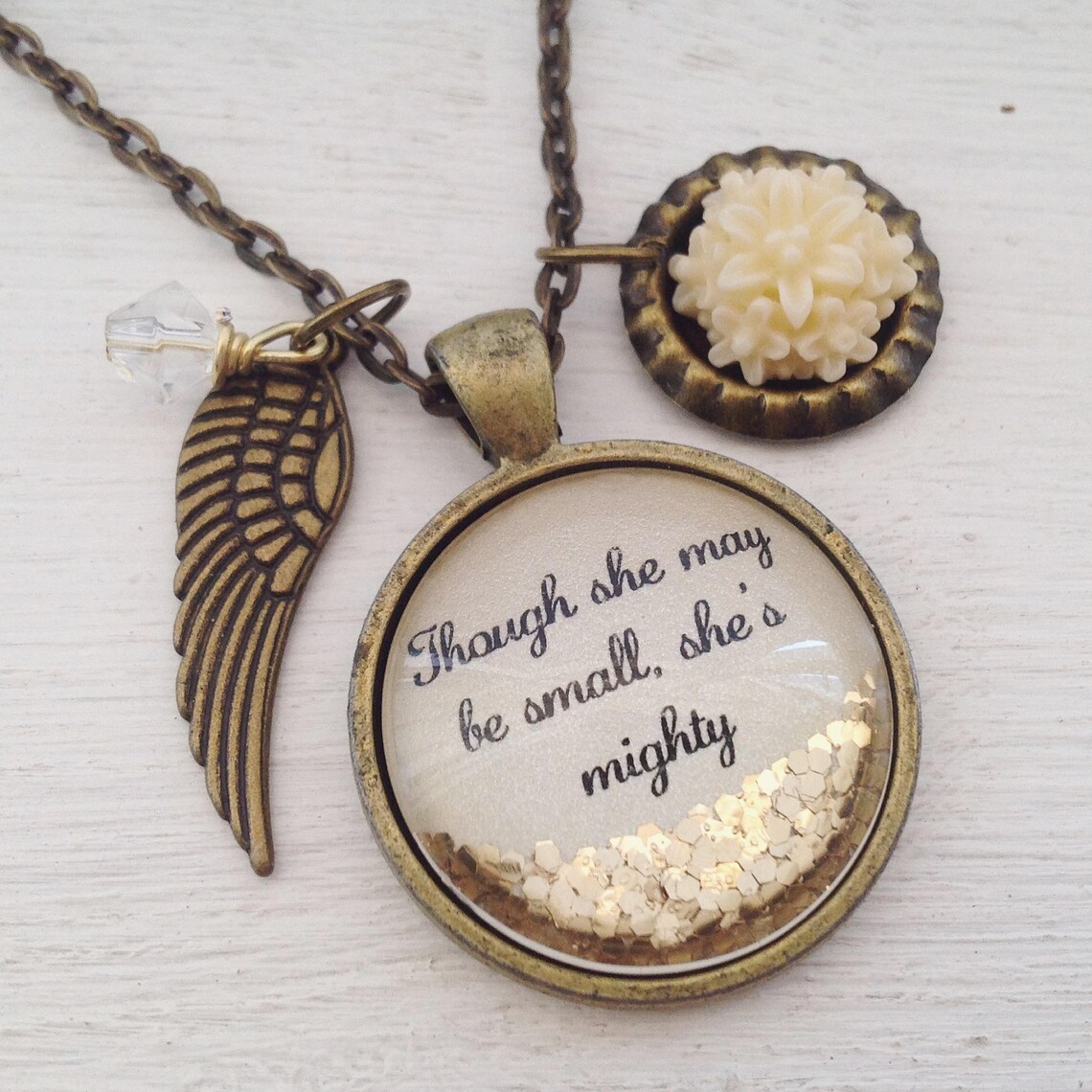 Inspirational Quote Necklace/though She May Be Small - Etsy