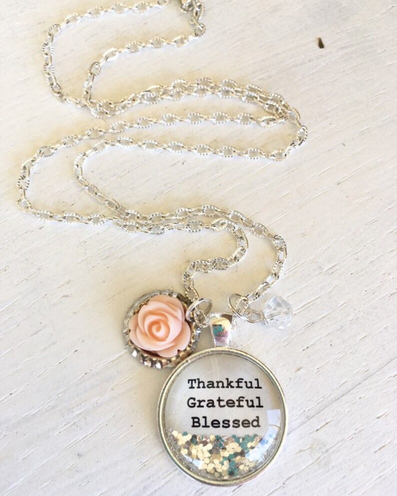 Personalized Jewelry, "thankful, Grateful, Blessed" Necklace, Gratitude ...