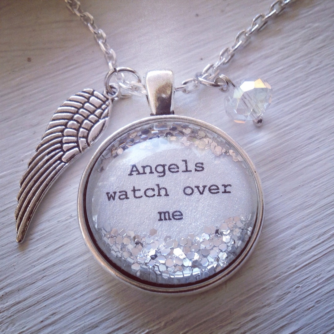 Angel Necklace- Angels Watch Over Me, Guardian Angel Jewelry- Wing ...
