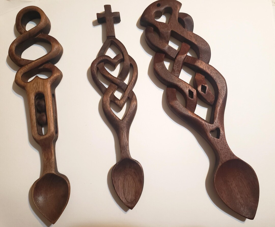 Set of 3 Wooden Spoons- Cottage Core - Heart Spoon - Kitchen Wall Decor ...