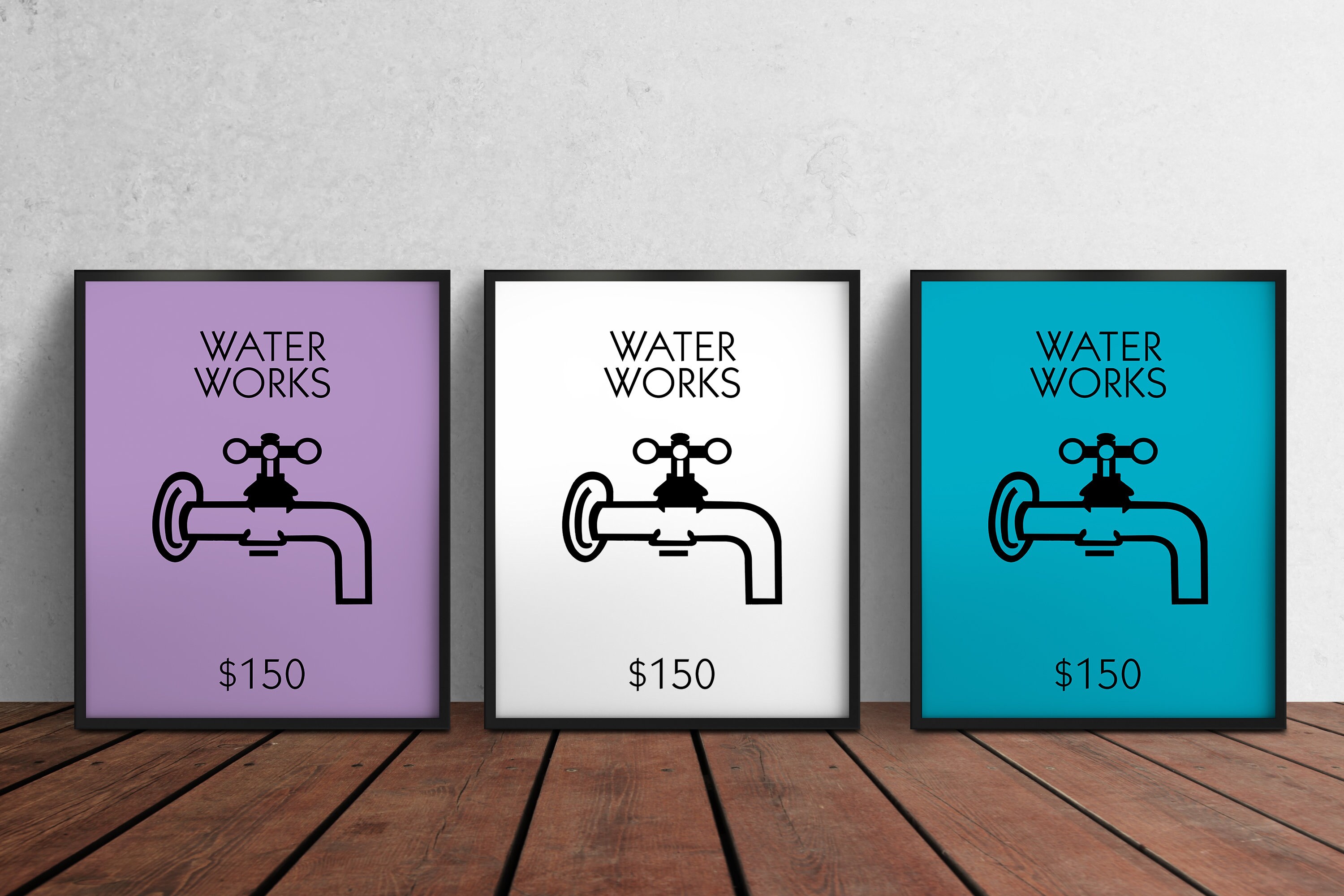 Electric Company/ Water Works Monopoly Wall Art - Personalized Print ...